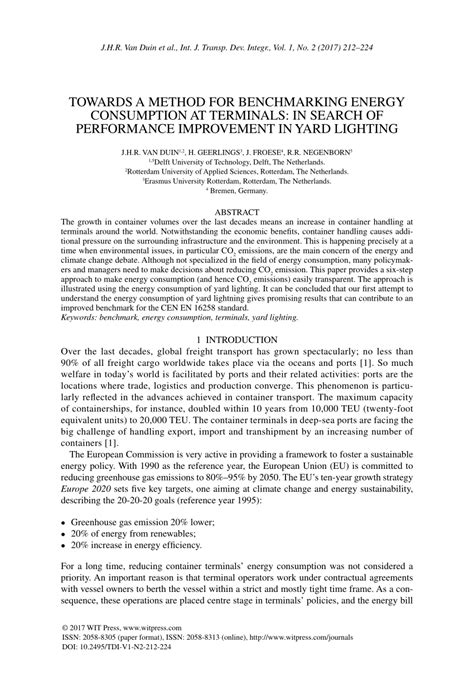 Full Article Towards A Method For Benchmarking Energy Consumption At