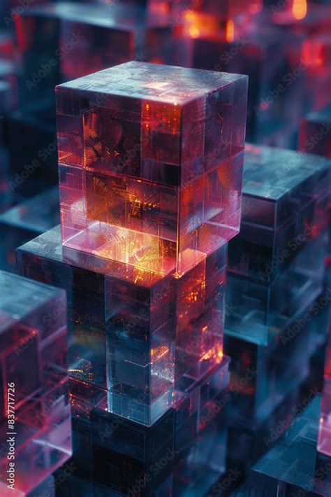 An Abstract Design Of 3d Cubes In A Pixel Grid With Varying Sizes And