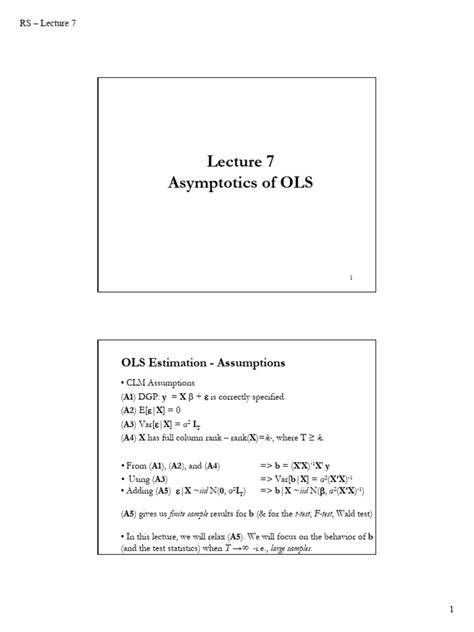 Asymptotic Ols Pdf Estimator Limit Mathematics