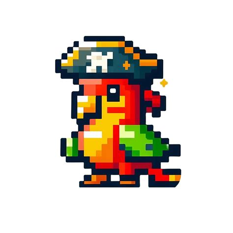 Vibrant Pixelated Art Parrot Concept 42899964 Png