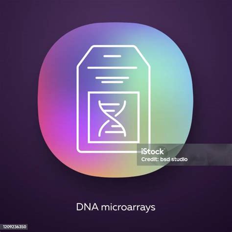 Dna 마이크로 어레이 응용 프로그램 아이콘입니다 Dna 칩 현미경 염색체 반점 수집 바이오 칩 유전자 연구 생명 공학 Ui Ux 사용자 인터페이스 웹 또는 모바일 응용