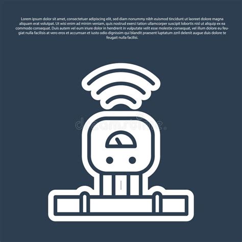 Blue Line Smart Sensor System Icon Isolated On Blue Background Internet Of Things Concept With