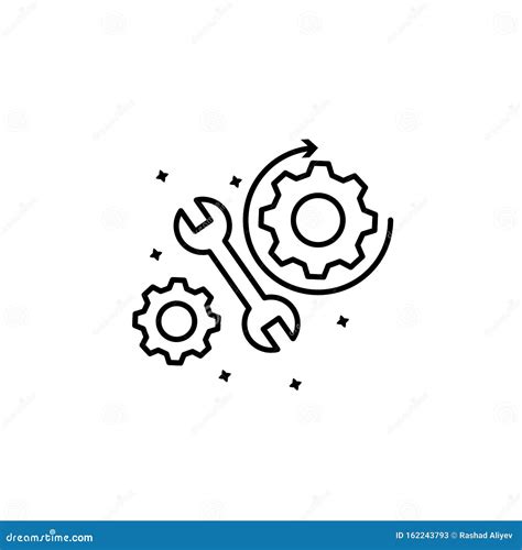 Значок работы ключа Gears Простая строка вектор векторов управления