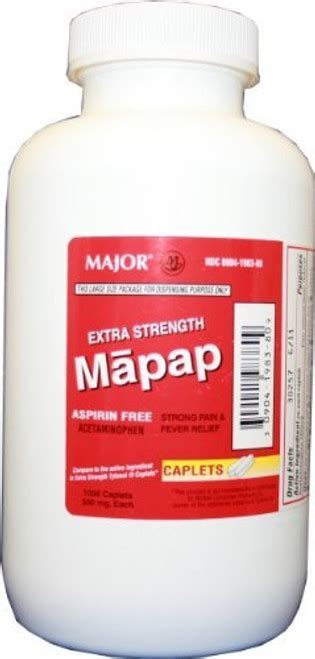 Acetaminophen 500 Mg Caplets 1 000 Count Generic For Tylenol Major