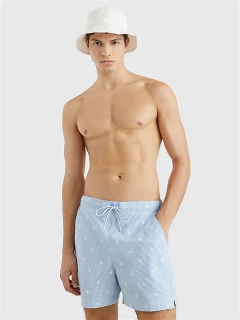 Th Monogram Mid Length Swim Shorts White Tommy Hilfiger
