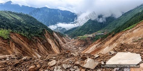 Ai创作图泥石流滑坡 泥石流灾害区 泥石流灾害 雨后山体崩塌 滑坡抢险 地震灾害泥石流 山体滑坡塌方 高原泥石流 山洪冲刷沟壑 山体滑坡素材