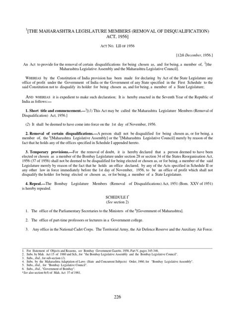 42 Maharashtra Legislature Members Removal Of Disqualification Act