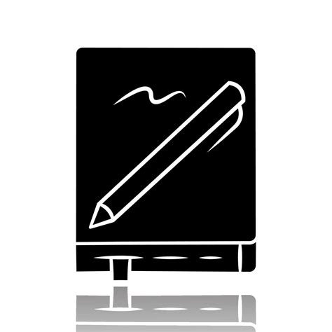 Notebook With Pen Drop Shadow Black Glyph Icon Notepad Diary Stationary Item Taking Notes