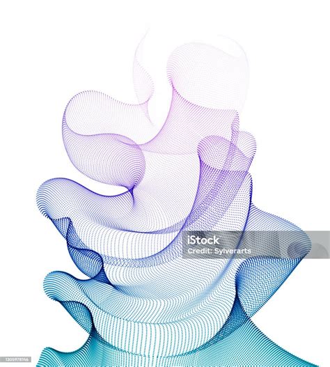 3d 입자 메쉬 어레이 음파 흐르는 바람에 투명 한 얇은 명주 그물 섬유 둥근 점 벡터 효과 그림입니다 혼합 메쉬 진정 편안한 벽지 배경 주제에 대한 스톡 벡터 아트 및