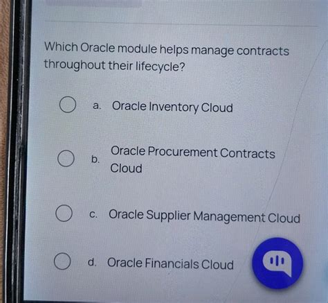 Which Oracle Module Helps Manage Contracts Studyx