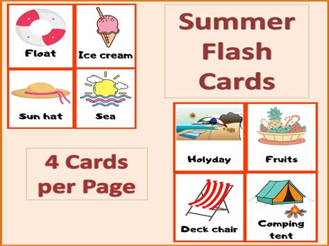 Summer Flash Cards Teachers Resources Teaching Resources
