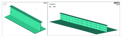 Ansys Model Of Beam Column B1 Beam Element Left And B2 Shell