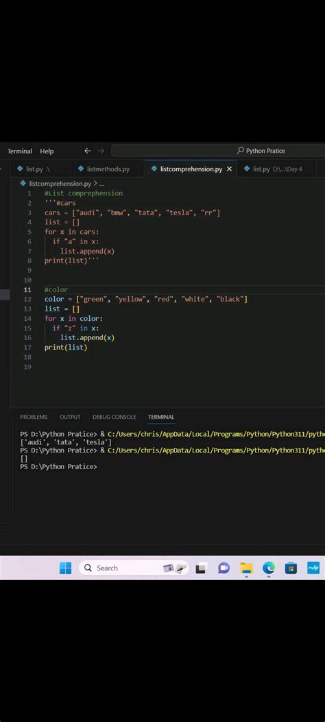 thati thati purushotham on linkedin task 10 practice list and list method and list