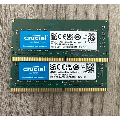 筆電 Crucial Ram 32gb 2x16gb Ddr4 3200mhz 筆記型記憶體 Sodimm 蝦皮購物