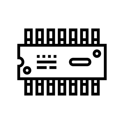 Ic Chip Electronic Component Line Icon Vector Illustration 24131126