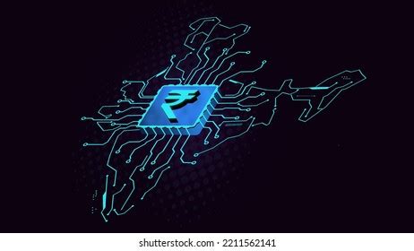 Digital Indian Rupee Shape Circuit Lines Stock Illustration 2116661999