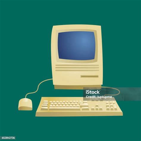 레트로 컴퓨터 항목 클래식 골동품 기술 스타일 비즈니스 개인 장비와 빈티지 Pc 데스크톱 하드웨어 통신 개체 벡터 일러스트 레이 션 오래된에 대한 스톡 벡터 아트 및 기타