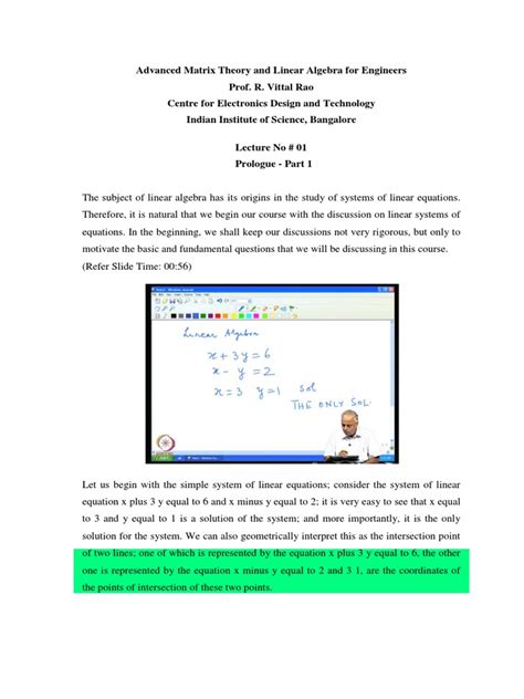Lec 1 Pdf Matrix Mathematics Equations