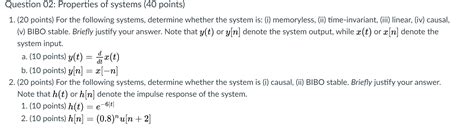 Solved Question Properties Of Systems Points Chegg