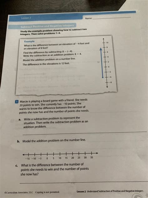 Solved Lesson Subtract Positive And Negative Integer Study Chegg