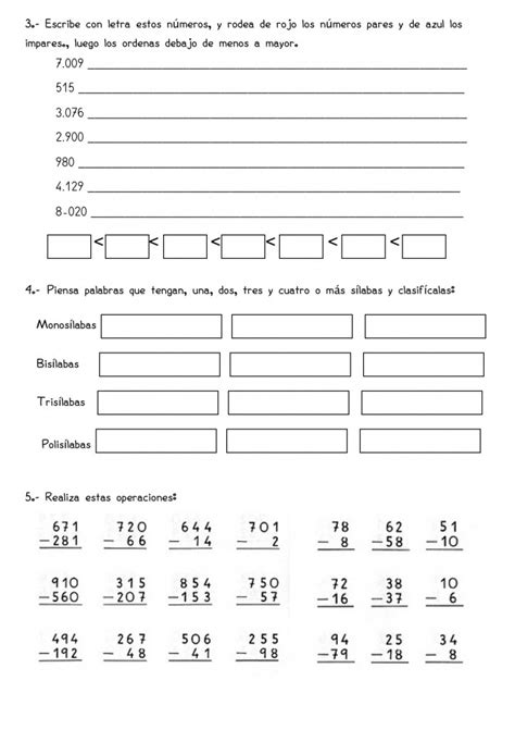 Fichas De Lengua Y Matemáticas De Primaria Escuela En La Nube