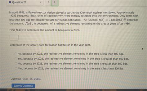 Solved Question 21 In April 1986 A Flawed Reactor Design Chegg Com