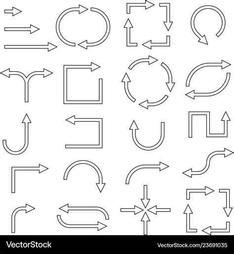 Set Of Outline Arrows Royalty Free Vector Image