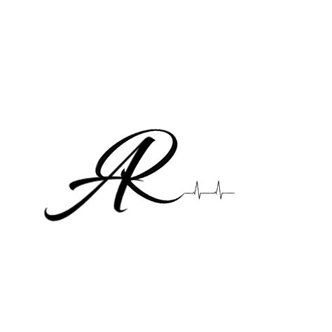 Cursive Letter R With Heartbeat Tattoo