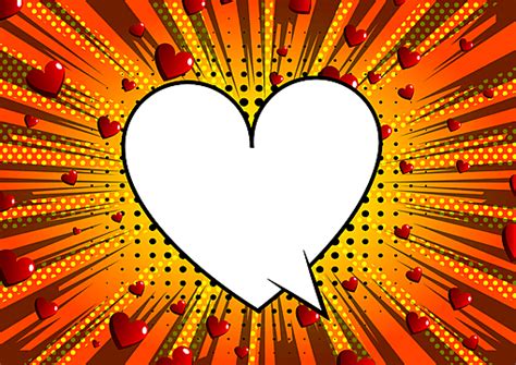 Vector Illustrated Comic Book Style Heart Graphic Communicate