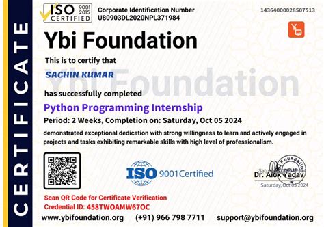 Sachin Kumar On Linkedin Ybi Python Internship