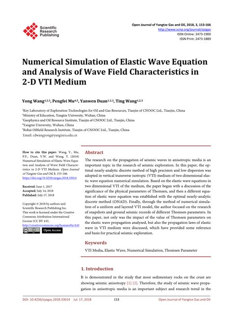 Pdf Numerical Simulation Of Elastic Wave Equation And Analysis Of