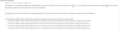 Solved Consider Two Data Sets Set A N X Set B N Chegg