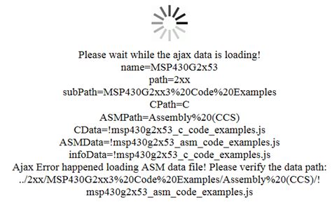 When I Run Code Composer And Select Any Of The MSP F X Example I Get The Below Error I