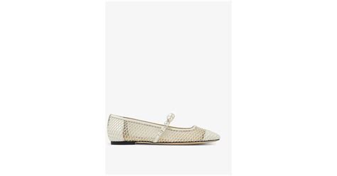 Jimmy Choo Ade Pearl Embellished Leather Flats In White Lyst