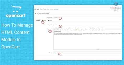 How To Use Html Content Module In Opencart Webibazaar Templates