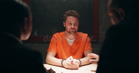 Man Interview And Statement In Prison For Crime Arrest With Legal