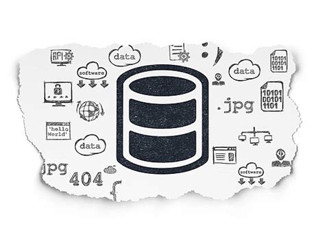 Database Concept Monitor On Torn Paper Background Connection