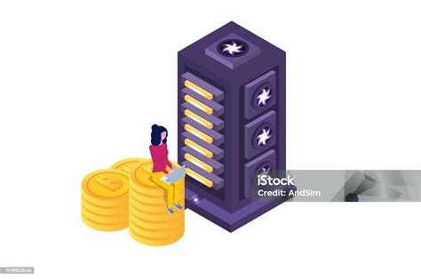 Bitcoin 농장 자외선 아이소메트릭 개념 광업 벡터 일러스트입니다 3차원 형태에 대한 스톡 벡터 아트 및 기타 이미지 3