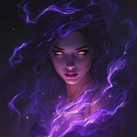 Shadow And Flame Ethereal Goddess Embodied In Violet Flame