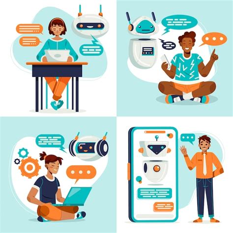 Premium Vector Flat Conversational Ai Chatbot Illustration Set Collection