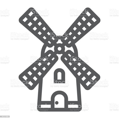 풍차 선 아이콘 농업 및 농업 농장 밀 기호 벡터 그래픽 흰색 배경 Eps 10에 선형 패턴 네덜란드에 대한 스톡 벡터 아트 및 기타 이미지 Istock