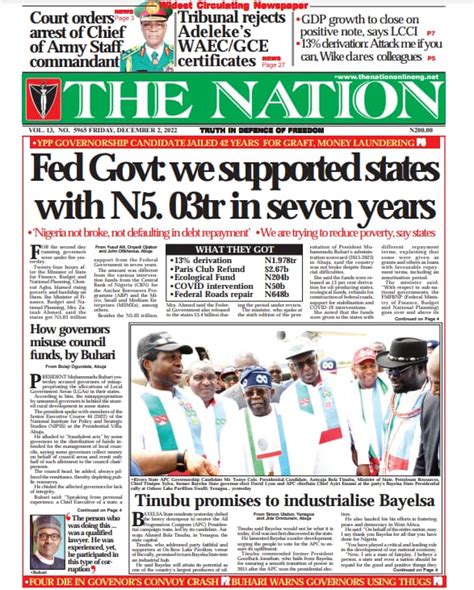Nigerian Newspapers Daily Front Pages Review Friday 2nd December 2022