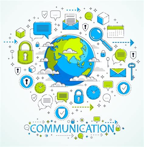 Concepto de comunicación global planeta tierra con diferentes iconos