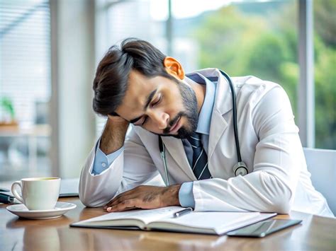 Doctor Sleeping On A Desk With A Laptop In Front Of Him Medical Doctor