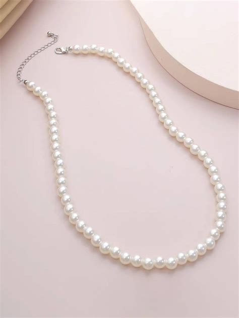 Blanco Collar Metacrilato Embellished Beaded Fashion Necklace Pearl