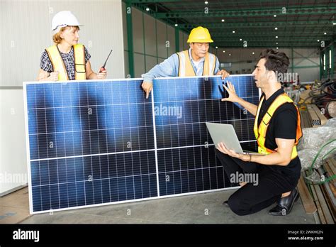 Engineer Team Working Check Testing Solar Panel Process Before Sand To