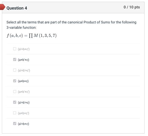 Solved Select All The Terms That Are Part Of The Canonical