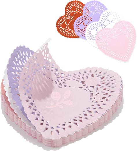 413 250pcs Paper Doilies Heart For Craft Pink White Red