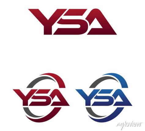 Modern 3 Letters Initial Logo Vector Swoosh Red Blue Ysa • Adesivos