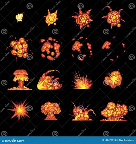 卡通爆炸 火爆效应与烟、火、粒、火爆引爆闪爆式连环原子弹、动画 向量例证 插画 包括有 兽性 曼谷 197475018